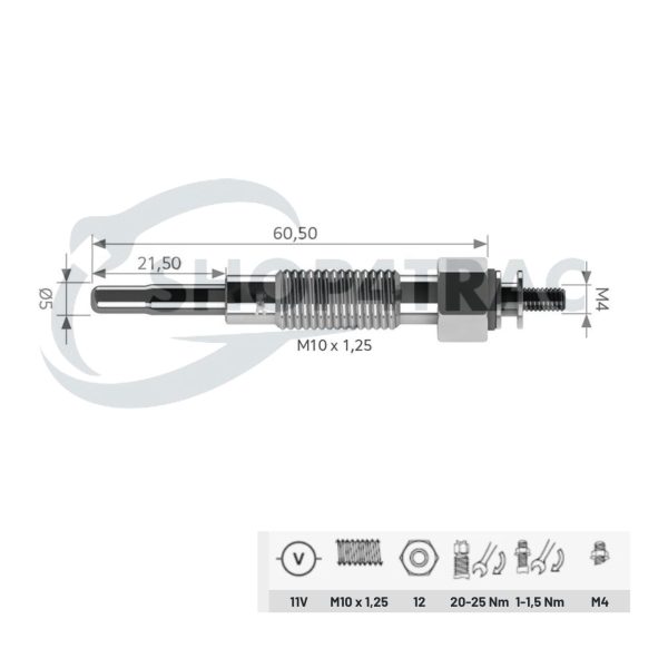 Glow plug | Glow coil Iseki Geas | SF | SG | TF | TM | TK | E3CD ...